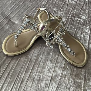 Andiamo | Shoes | Andiamo Gold And Bling Aterrence Thong Sandals Womens ...